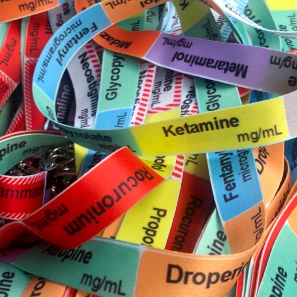 5 Pack Anaesthetic Lanyards Medical Drug Labels Critical Care - Etsy