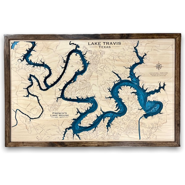 Lake Hartwell, Custom Wood Map, Lake House Decor, Lake Map, Wood Lake ...