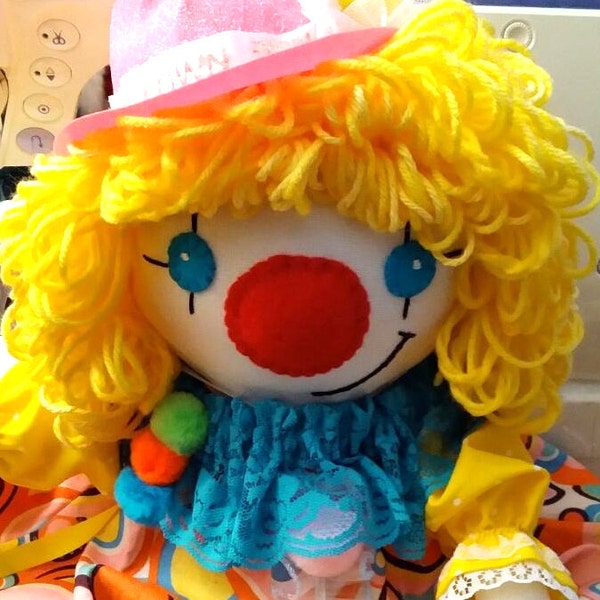 CARLY CLOWN Made to Order, Clown Doll, Clown Outfit, Clown Collar, 16 ...