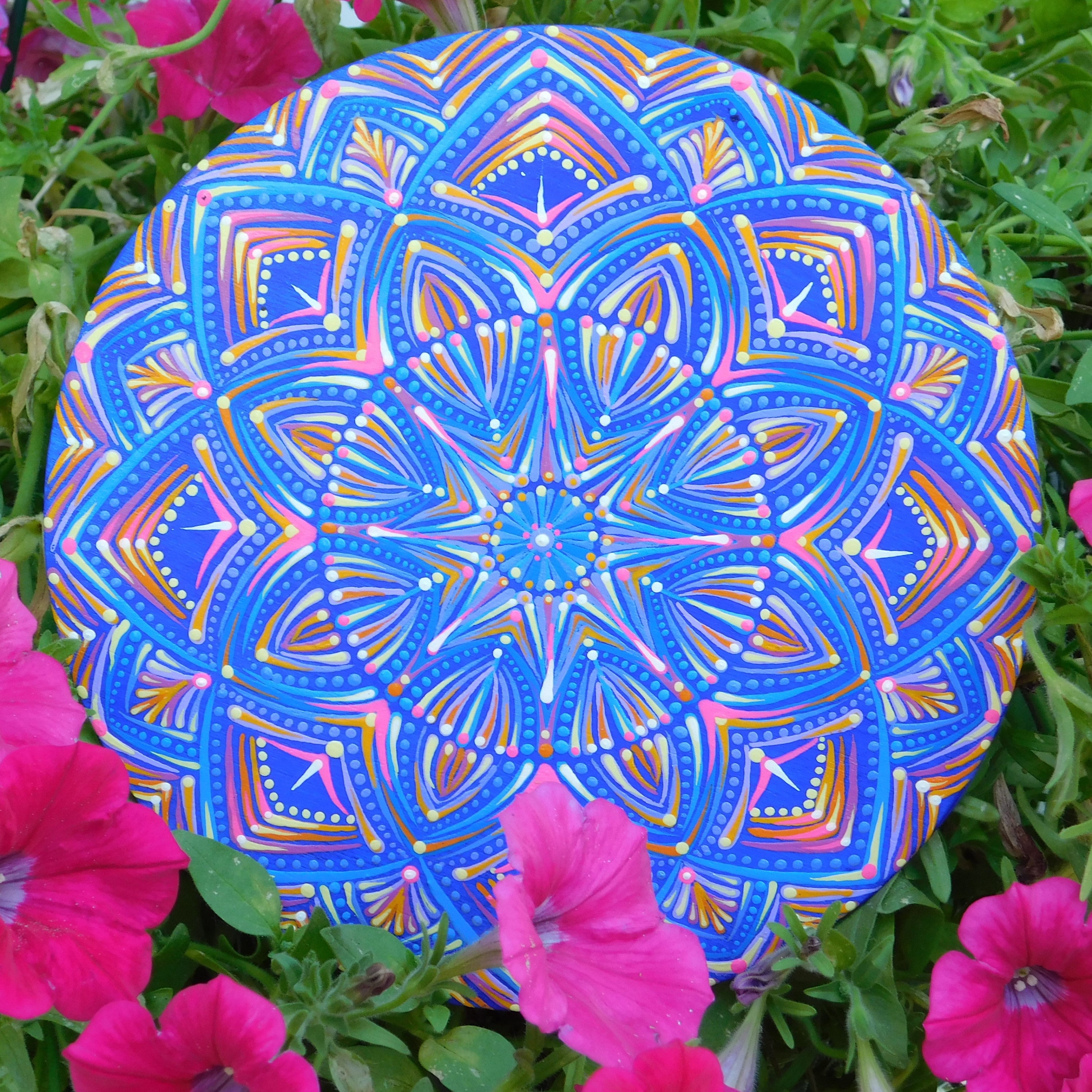 Mandalas Seashell Art Painted Stones Canvas Art by KailasCanvas