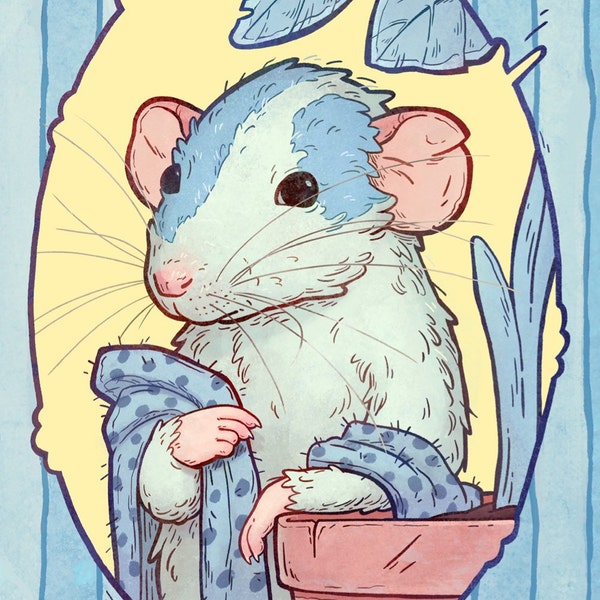 Bookworm Rat Art Print - Etsy