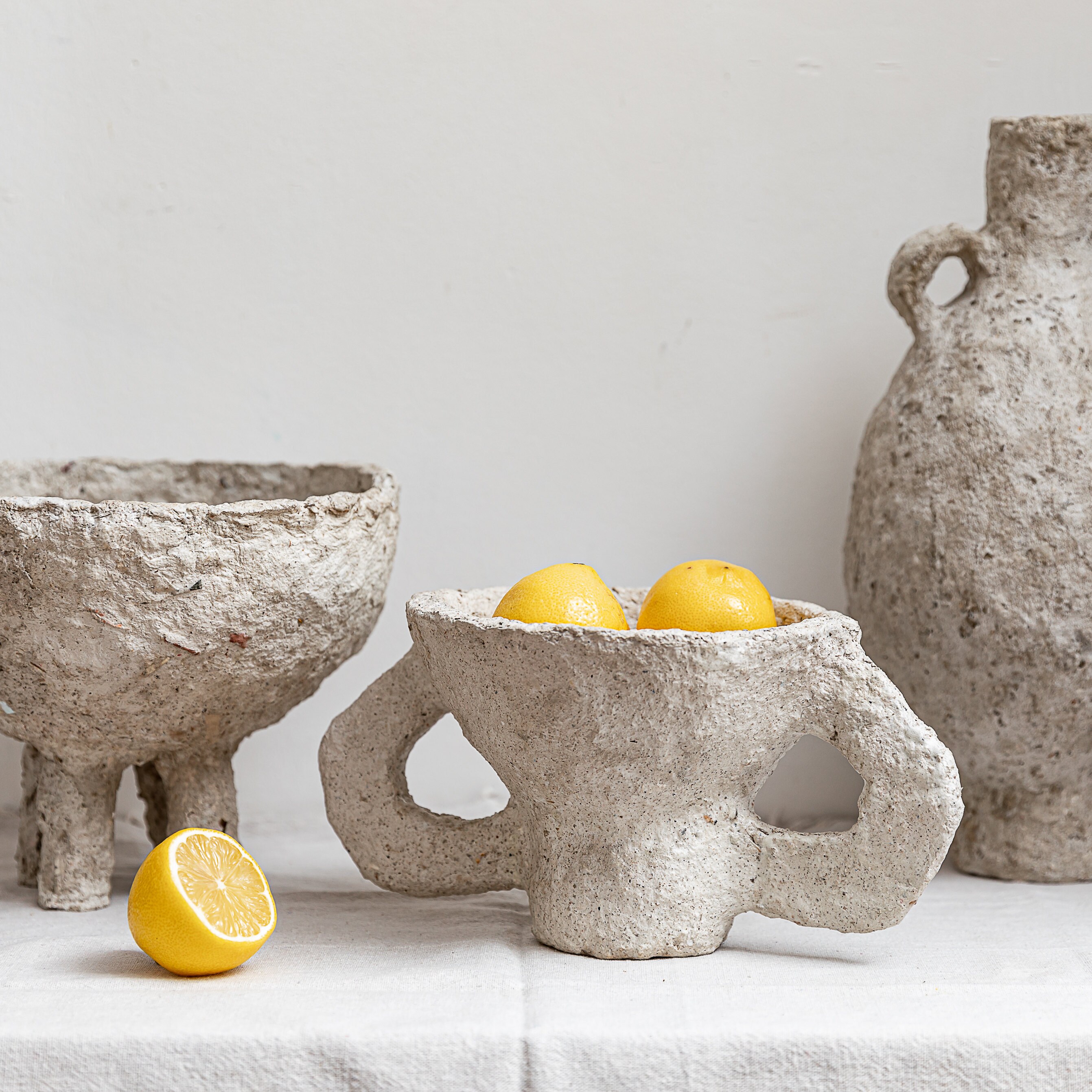 Home Décor Big Papier mache vases with handels brown robust japandi ...