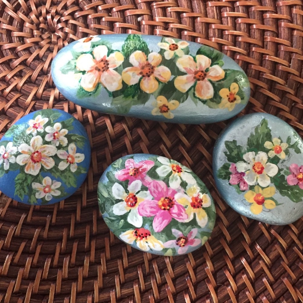 Unique hand painted stones combining art by SusansStoneCreations