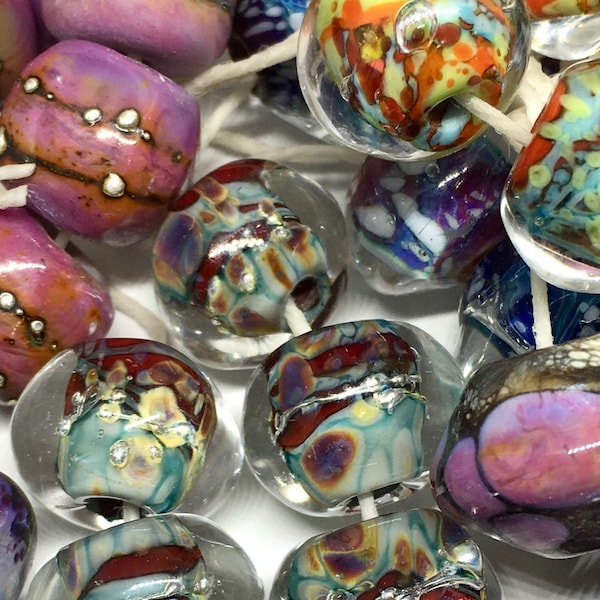 Glass Lampwork Bead Set of 6 Tan Beads With Fine Silver Accents Inspire ...