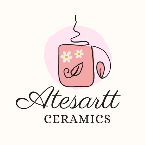 Aesthetic Hand Painted Blue Flower Mug, Ceramic Floral Design Tea ...