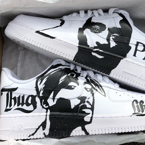 Hand Painted 2pac Shakur Rapper Trapstar Thug Life Custom Sneakers ...