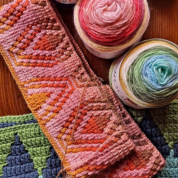 Mosaic Crochet Pattern 53 Chart With WRITTEN ROW REPEATS Boho Blanket ...