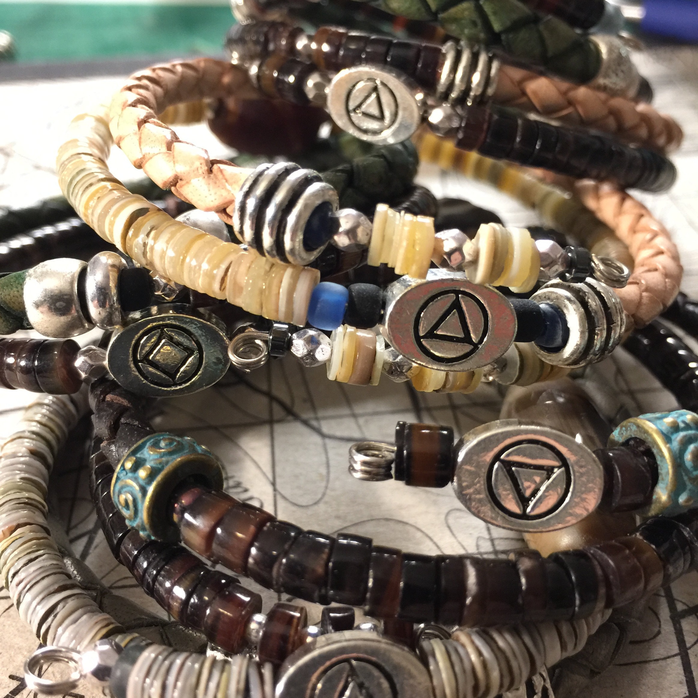 12 step recovery sobriety charm bracelets and by janedavisdesigns