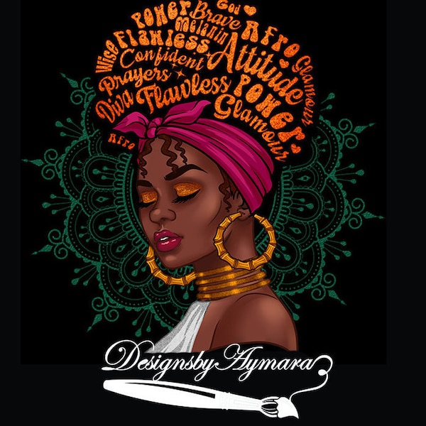 Afro Black Angel SVG Woman Goddess Wings Fairy Melanin Fly Lady Nubian ...