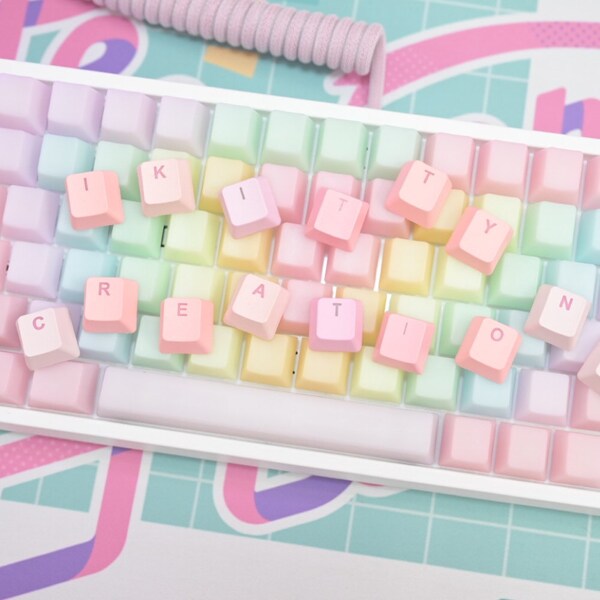 Kawaii Cute Pink/purple Pastel Celestial Sakura Artisan Keycap for ...