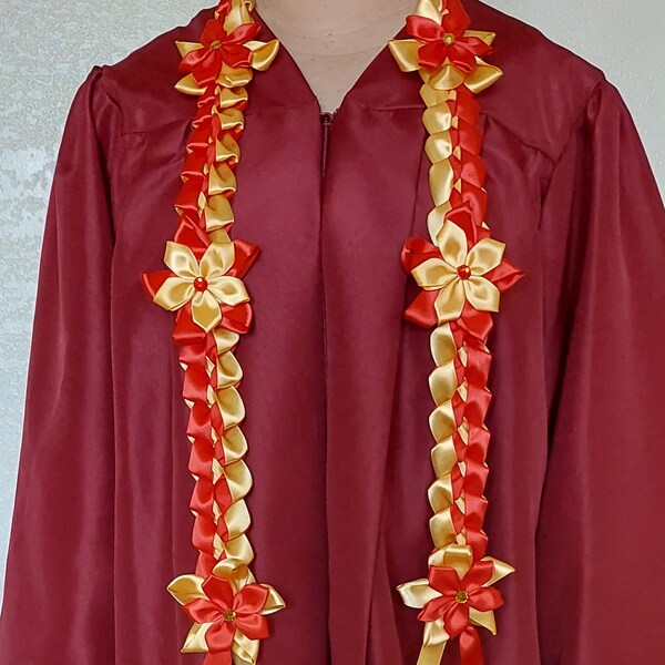 Closed-end Graduation Lei in Royal Blue and Gold With 5 Flowers. - Etsy