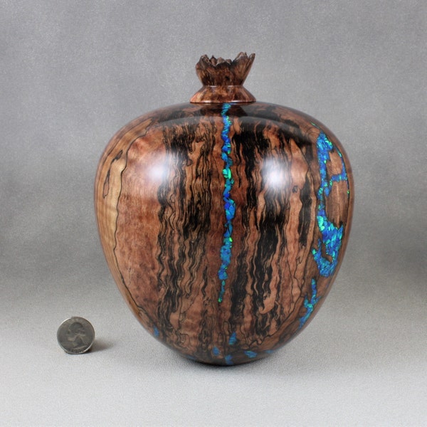 Small Urn 54 Cu. In. Handmade Black Walnut Urn Synthetic Opal Inlay ...