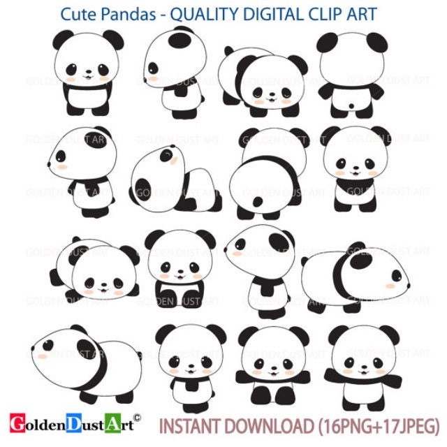 Cute Pandas Clip Art, Panda Clip Art, Panda Clipart, Cute Panda Clipart ...