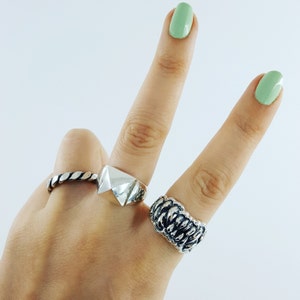 Snarling Teeth Ring in Sterling Silver, Handmade Silver Fangs Ring ...