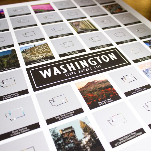 Washington State Bucket List Scratch off Poster Washington State Travel ...