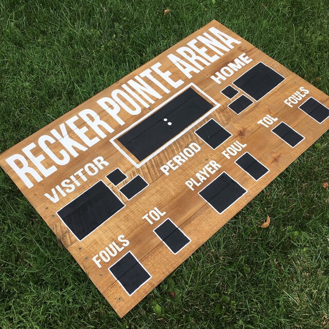 Basketball Scoreboard Various Sizes Hanging Wood Artwork Sports-themed ...