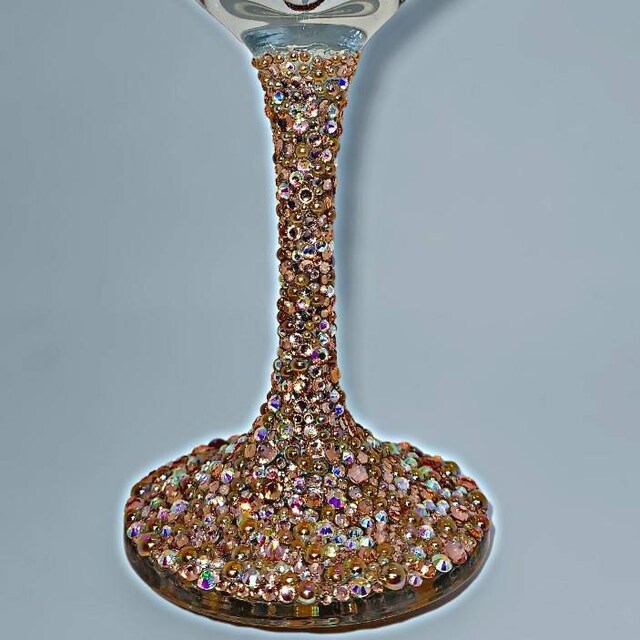 13oz Custom Text Bling T Wine Glass Tbox Rhinestone Bling Stem