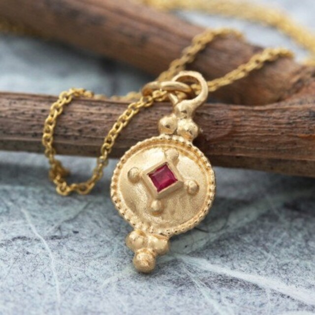 Gold Ruby Necklace Gold Pendant Necklace Solid Gold - Etsy