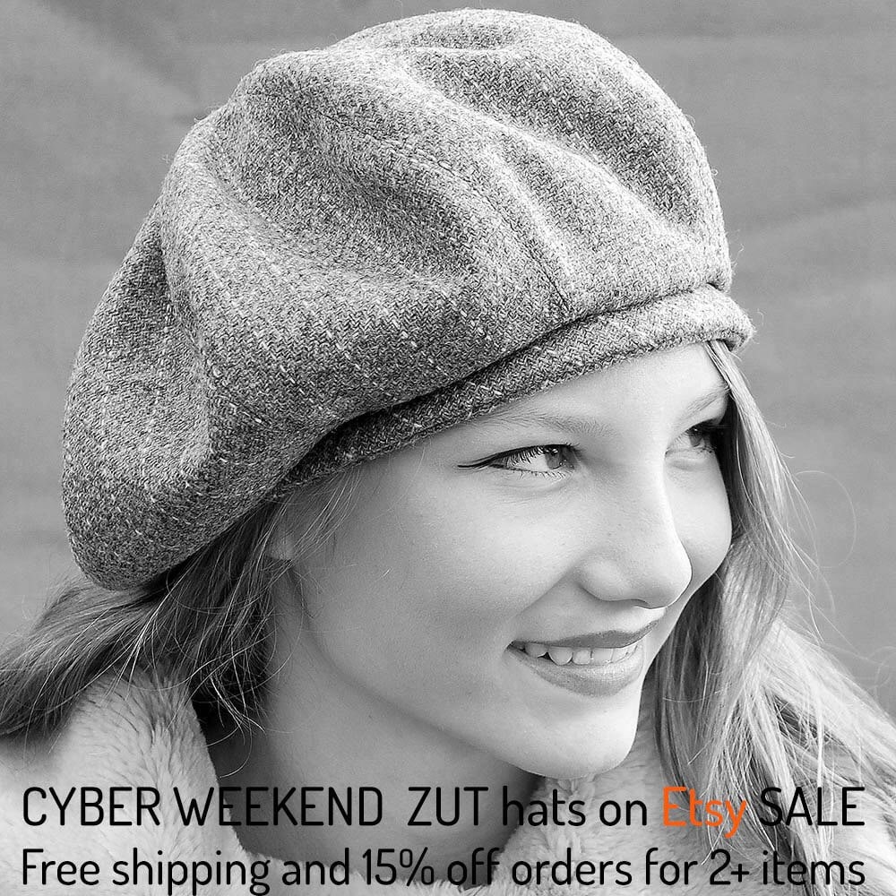 Womens wool tam Grey Scottish beret Grey wool tam Grey | Etsy