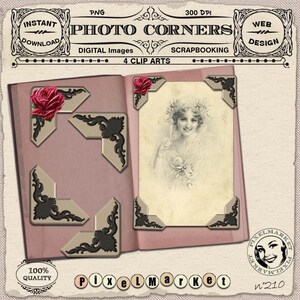 Digital CLIPARTS Photo CORNERS SET Picture Frame Overlay Card Corner ...