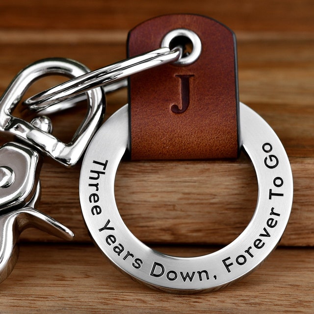 Custom Engraved Leather Keychain, Personalized Keychain for Him ...