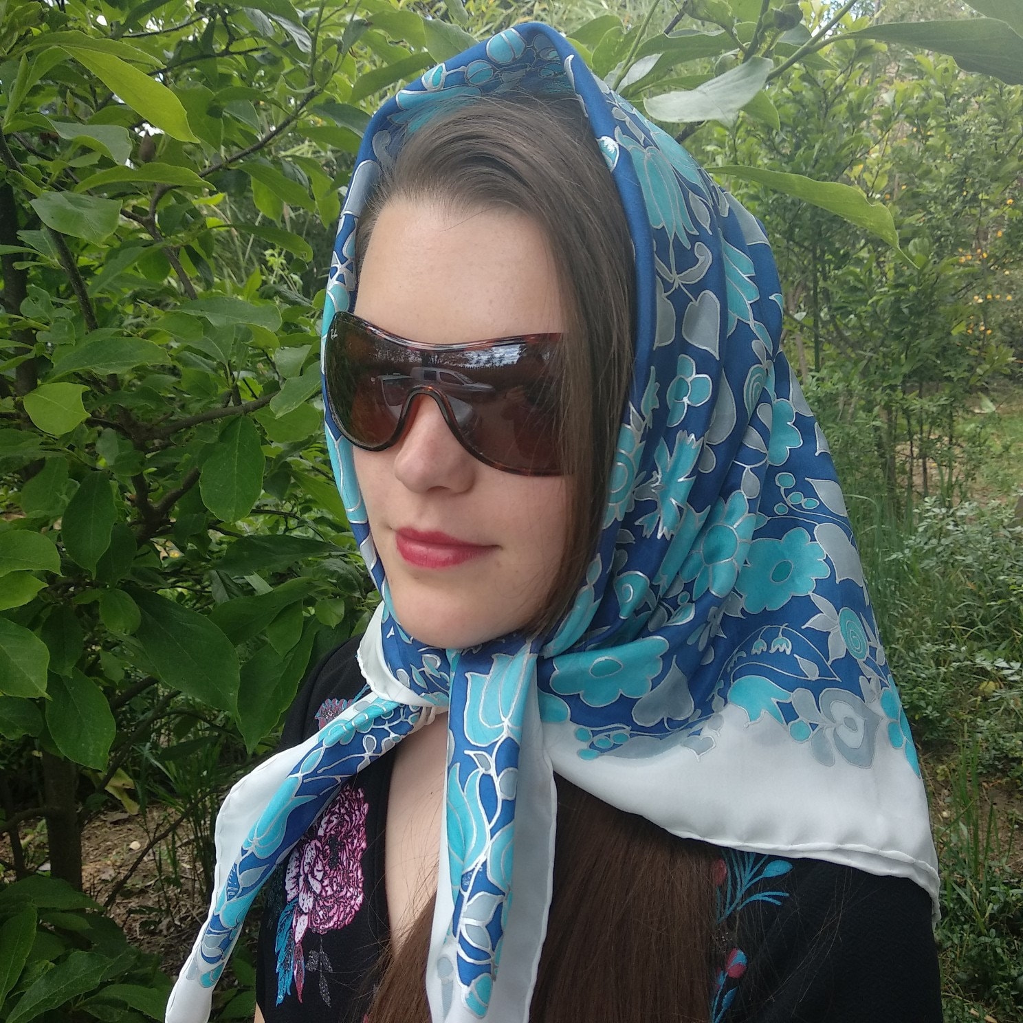 Head Scarf, One-of-a-kind Luxurious Hand Painted Silk Scarf, With ...