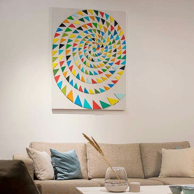 original 3D wood wall Art in bold colours by DecoBoxRo on Etsy