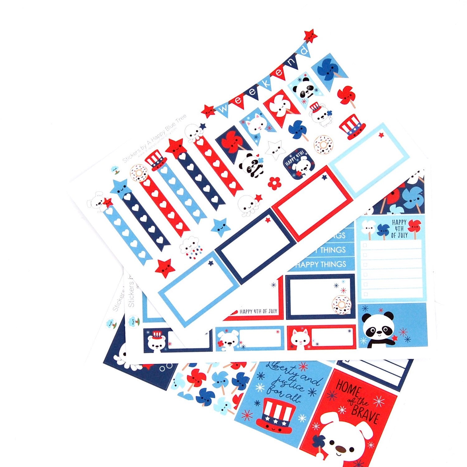 4th of July Fireworks Vertical Weekly Kit planner stickers; America ...