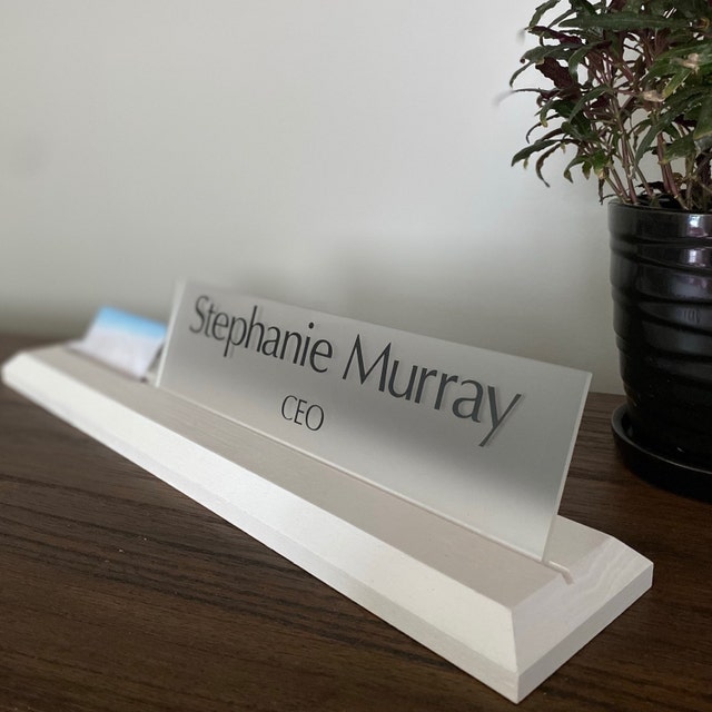 Personalized Desk Name Plate With Connected Business Card Holder for ...