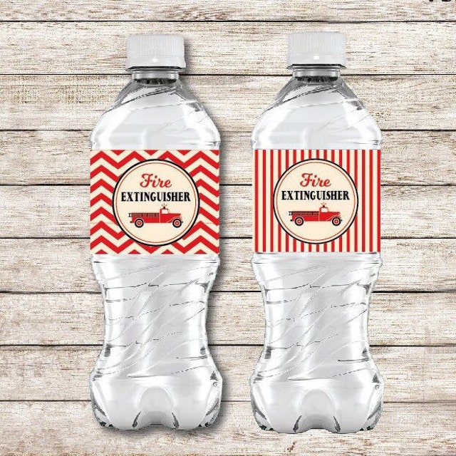 Fire Truck Water Bottle Labels, Fire Truck Water Labels, Fire ...