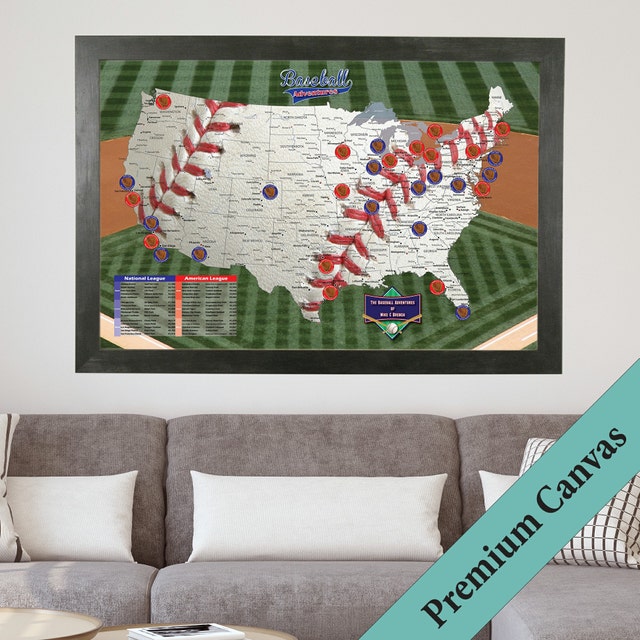 CANVAS Personalized Baseball Adventures Map Pin Board Map MLB Map ...