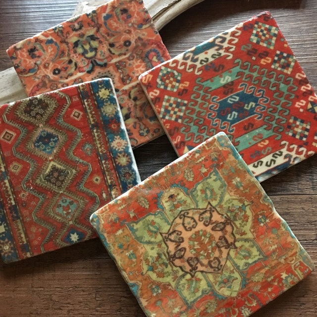 Bohemian earthy stone coasters and home decor by thepaintedlily