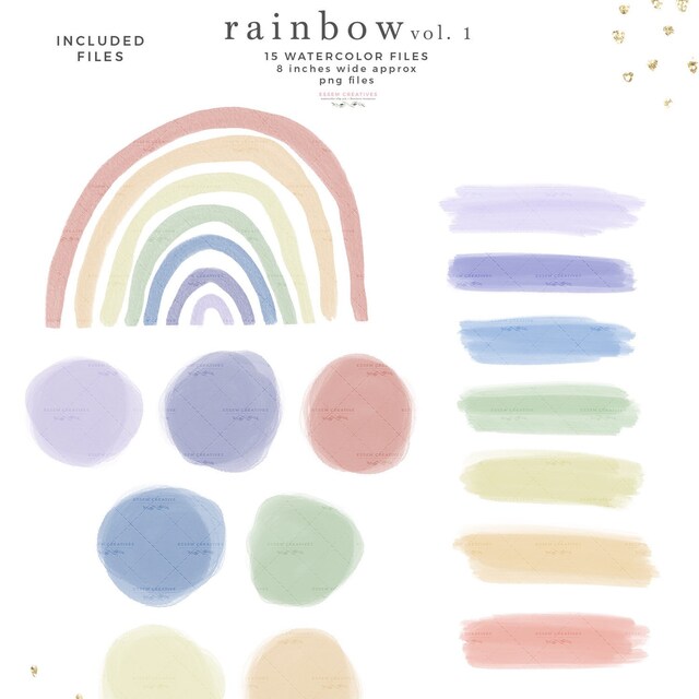 Watercolor Rainbow Clipart Circles Clipart Digital Planner - Etsy