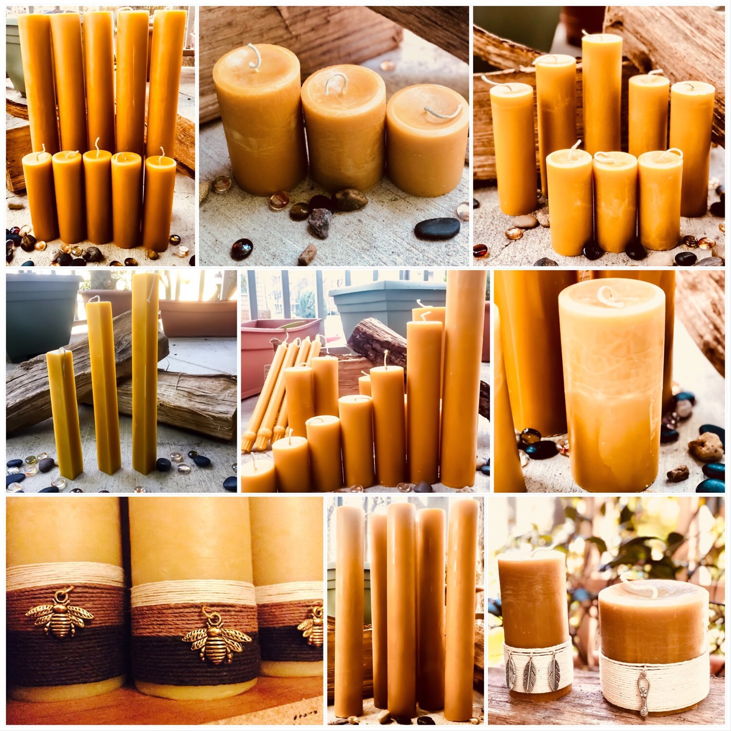 Set of 3 organic beeswax candles 3 wide-100% Pure Beeswax | Etsy