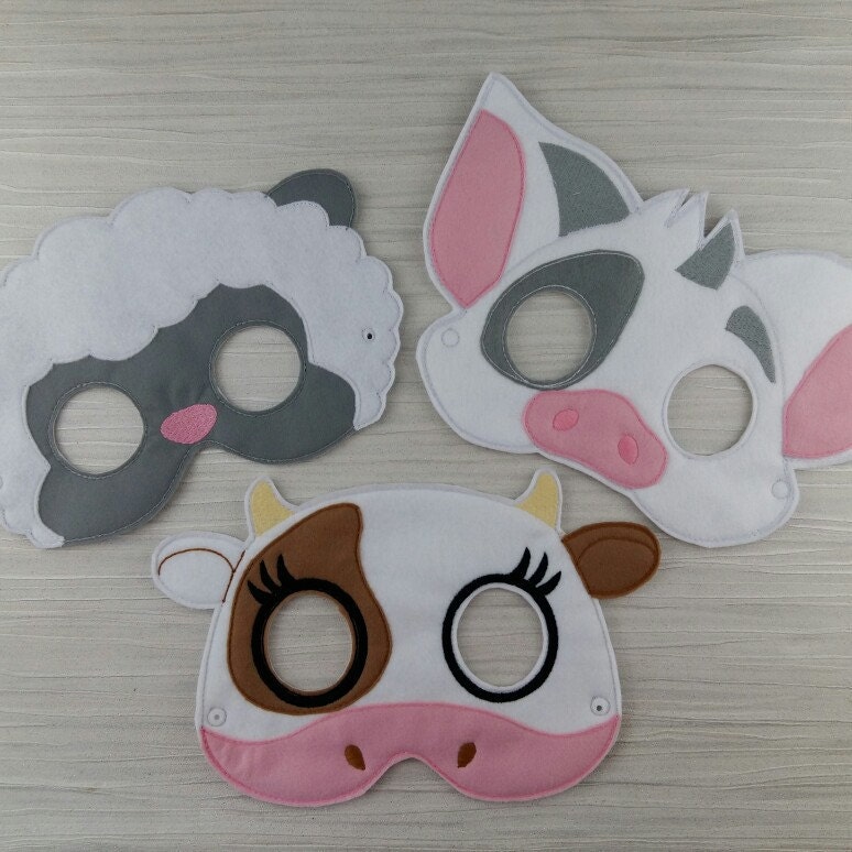 Máscara de granja de vaca de fieltro fiesta de cumpleaños | Etsy