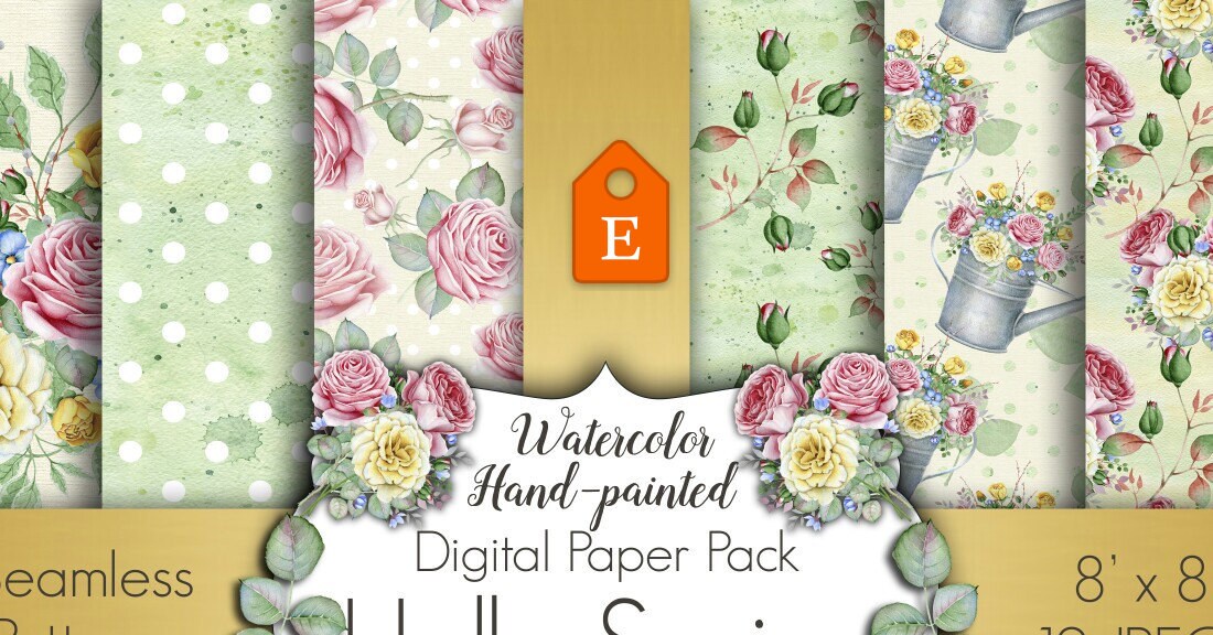Spring Digital Paper Seamless Pattern March Digital Paper - Etsy