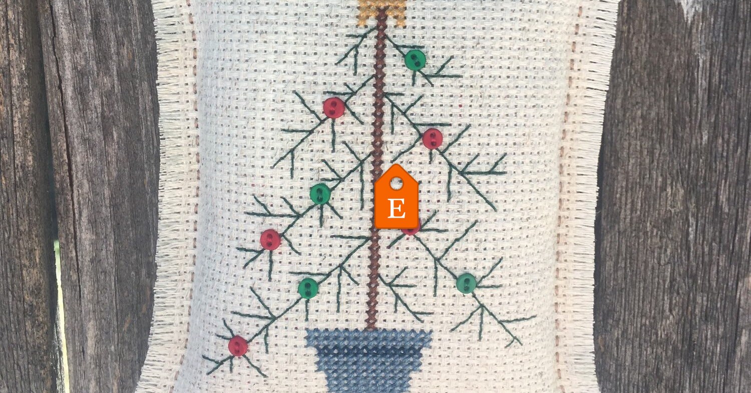 Cross Stitch Button Tree Ornament, Crafty Christmas Decoration, Folk ...