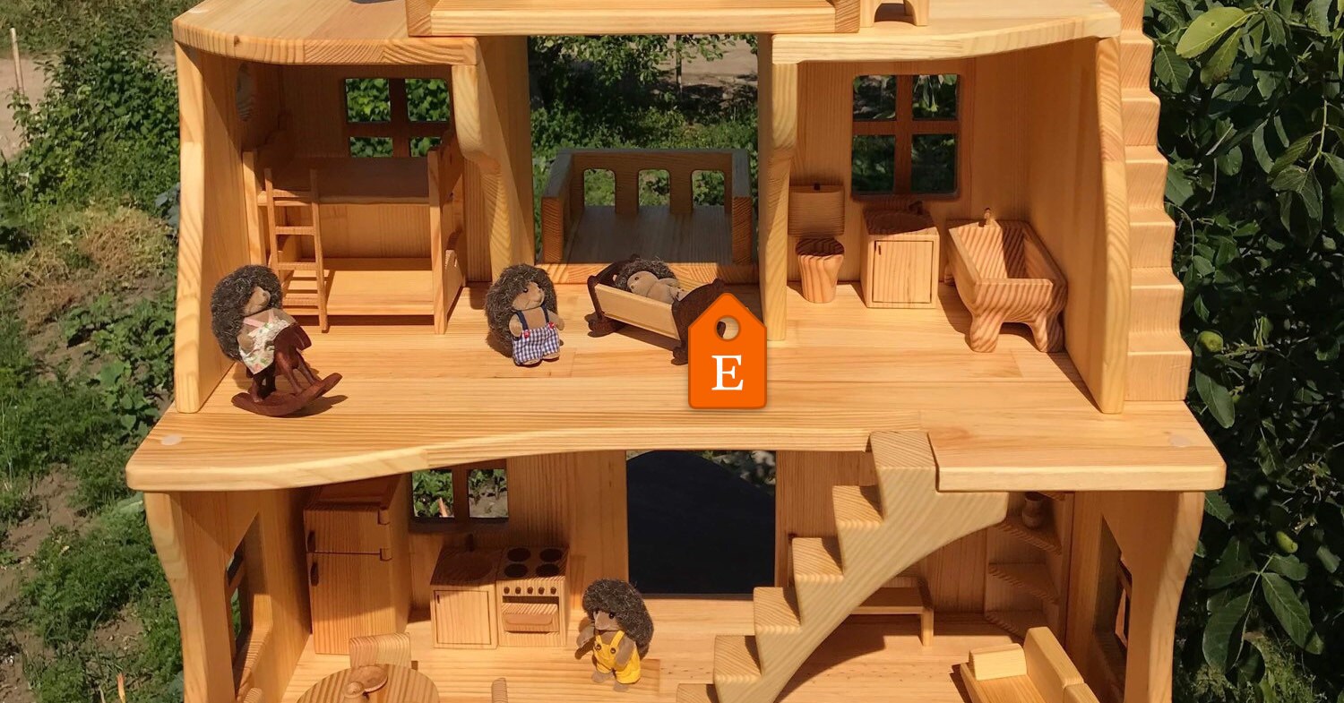 Wooden Stackable Dollhouse Furniture Large Three Story Dollhouse ...