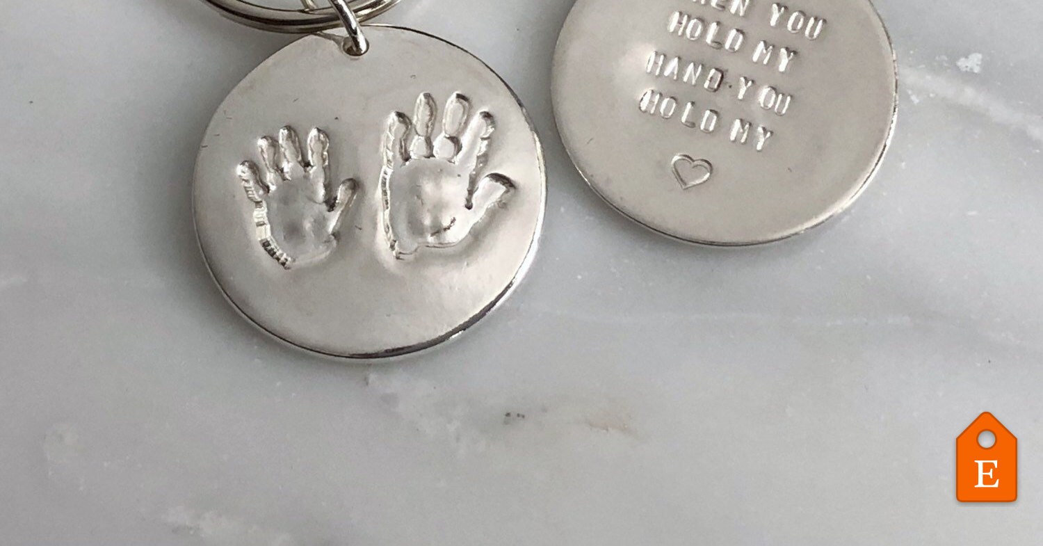 Baby Handprint Keychains Hand Print Keychain Handprint Key | Etsy