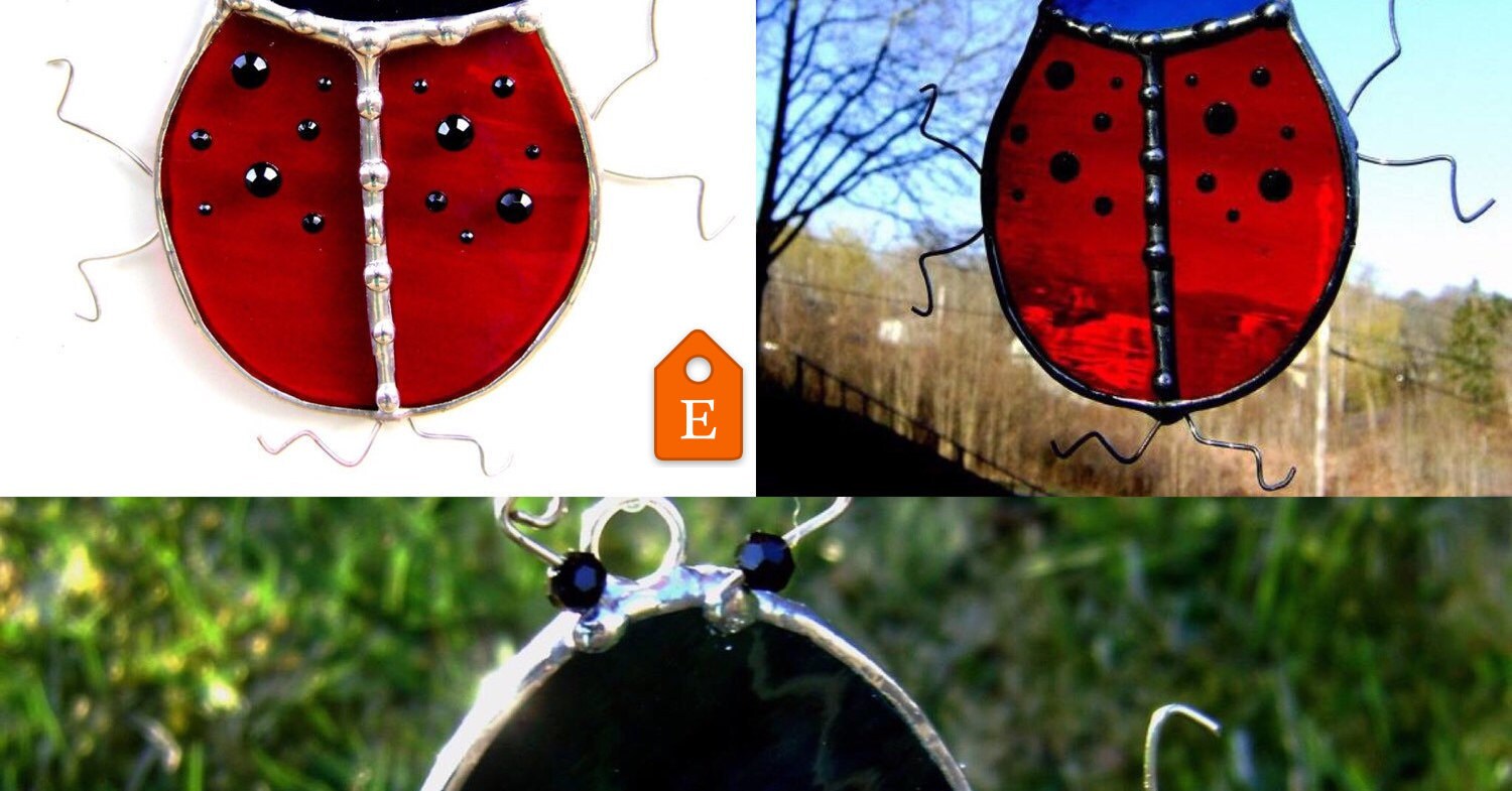 Ladybug Stained Glass SunRoom Window Ornament Art Glass | Etsy