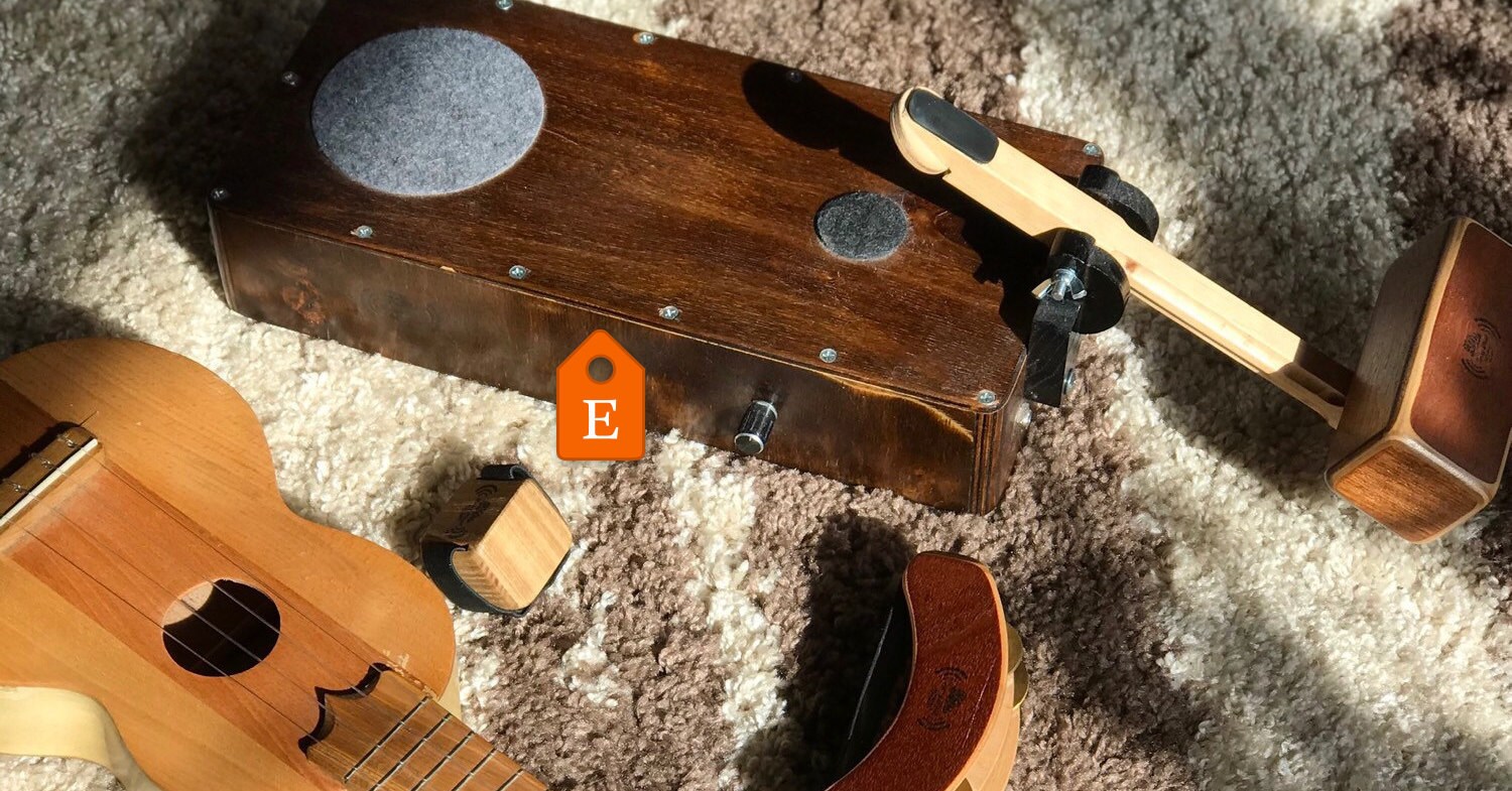 Wooden Electroacoustic Stomp Box Foot Percussion With Tambourine and ...