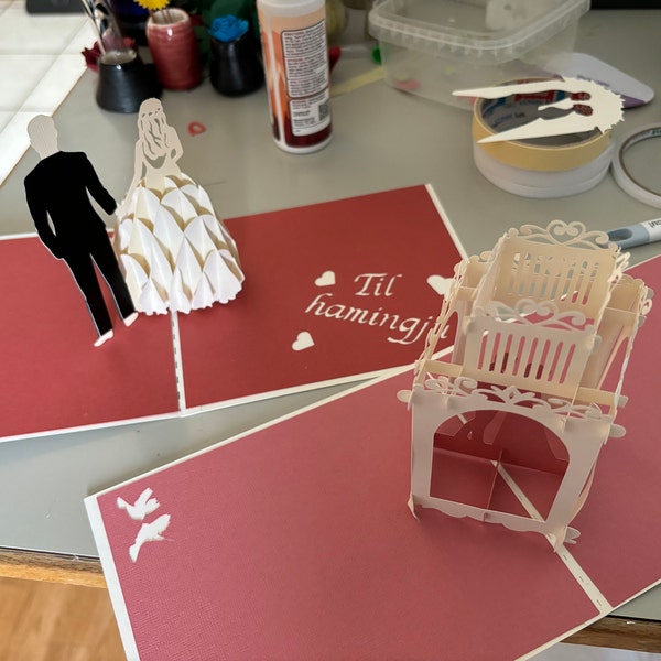 Pop up Wedding Cards DIY Set of 2 Wedding Pop-up Card Templates 3d Card ...