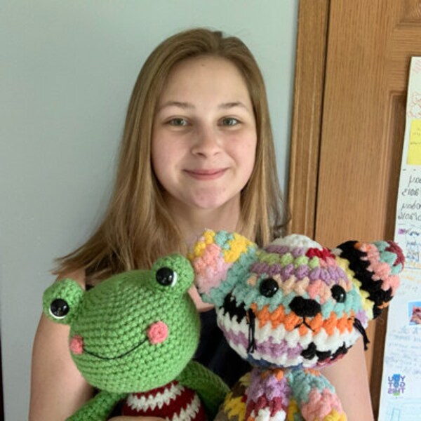 Colorful Sitting Cat Crochet Plush, Unique Colorful Stuffed Animal Cat ...