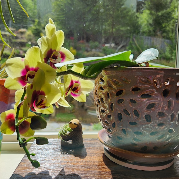 Square Ceramic Flower Pot, Japanese Style, Hand Painted Cube, Ceramic ...