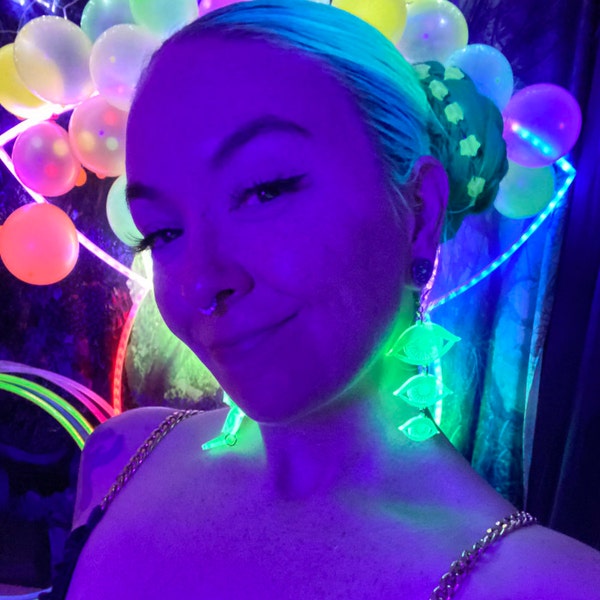 Psychedelic Dress 'acid Dragonfly'. Full Length Dress, UV Active ...