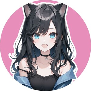 Pngtuber Girl With Pink Hair and Black Dress, PNG Tuber Streaming ...