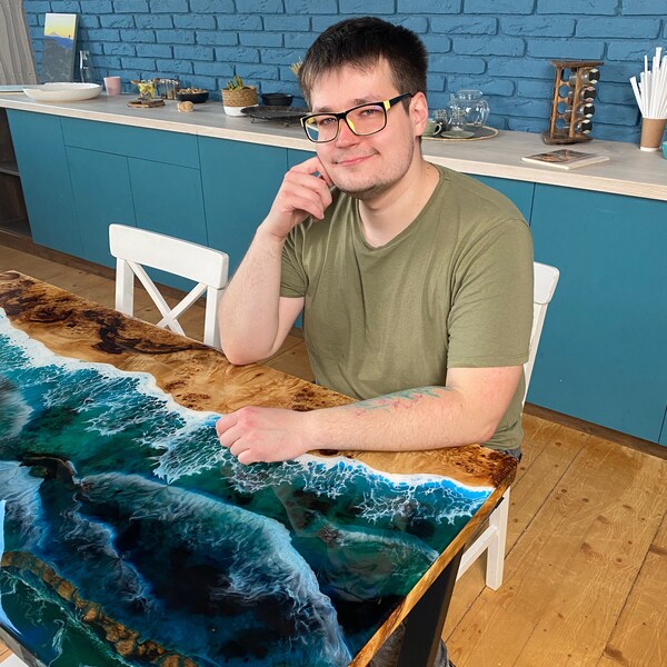 Epoxy Resin Table With Ocean, Custom Order Table, Personalized Epoxy ...