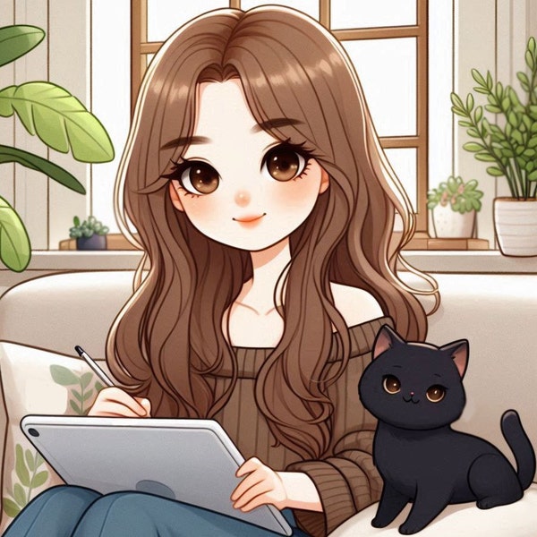 Twitch Discord Emote Cute Chibi Girl Bunny Hoodie White Hair Brown Eyes ...